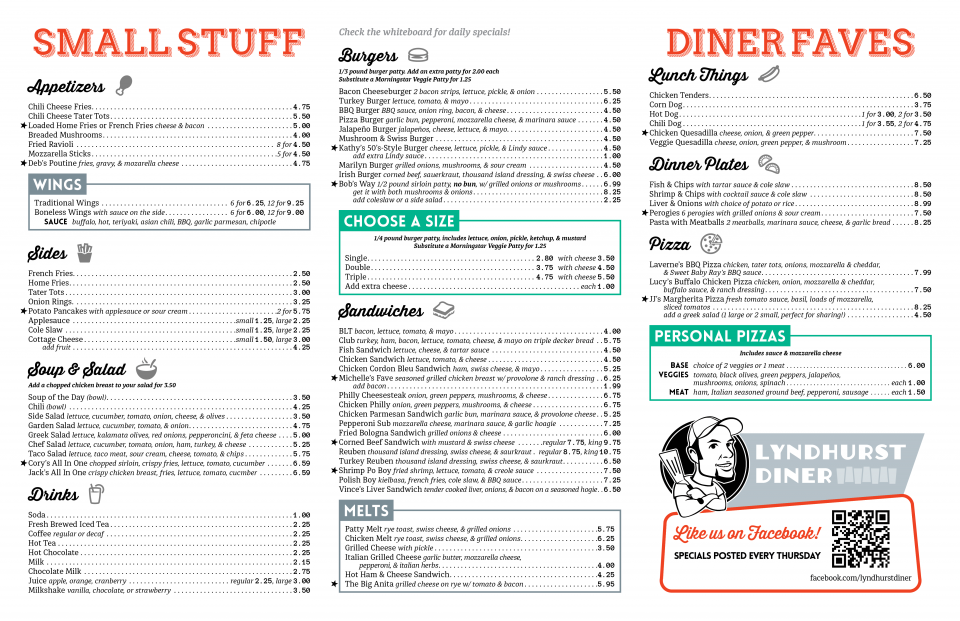 Lyndhurst Diner Menu. August 2016 - Jack Watson Lyndhurst Diner Menu. August 2016 - Jack Watson